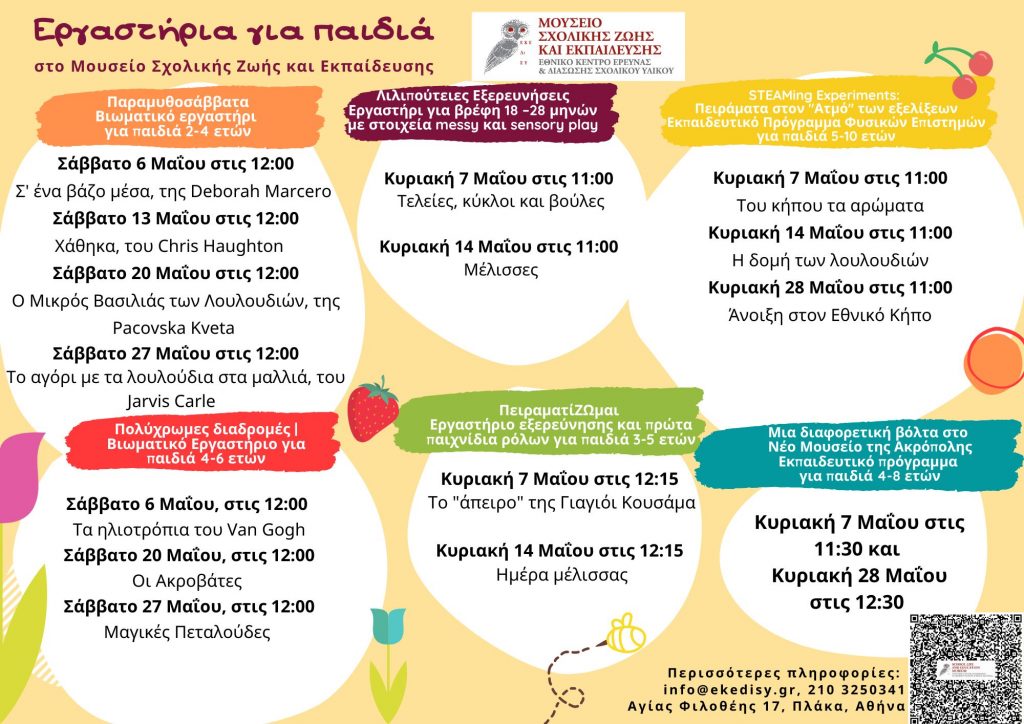 Εργαστήρια Μαΐου για παιδιά από το Μουσείο Σχολικής Ζωής και ...